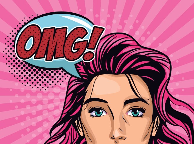 Omg pop art girl face Royalty Free Vector Image