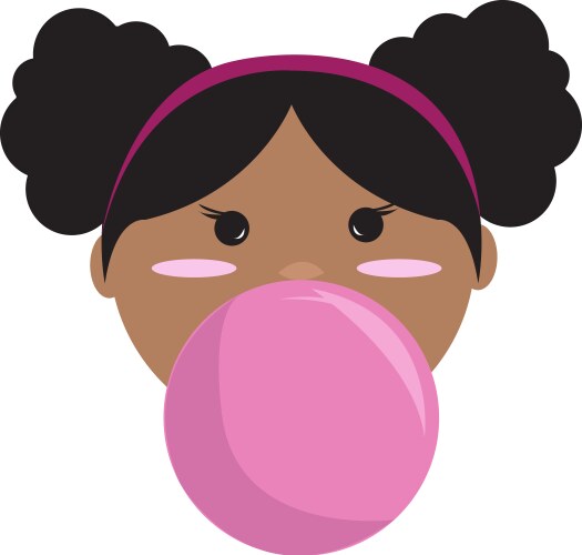Female lips blowing pink bubble gum isolated Vector Image