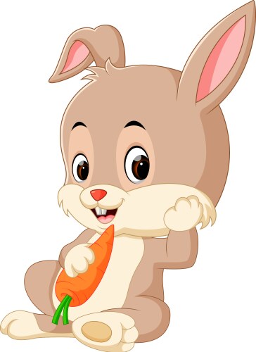 Cartoon happy rabbit eating carrot Royalty Free Vector Image