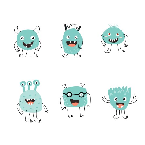 Cute baby monster character smiling Royalty Free Vector