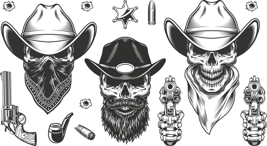 Four cowboys Royalty Free Vector Image - VectorStock