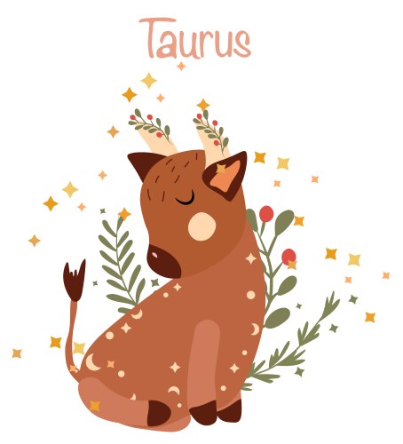 Cat zodiac color taurus Royalty Free Vector Image
