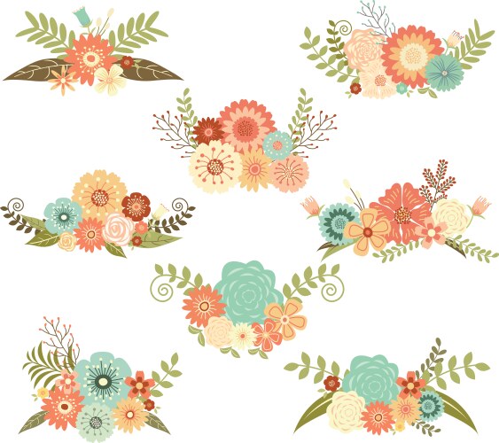 Wedding flower bouquet set Royalty Free Vector Image