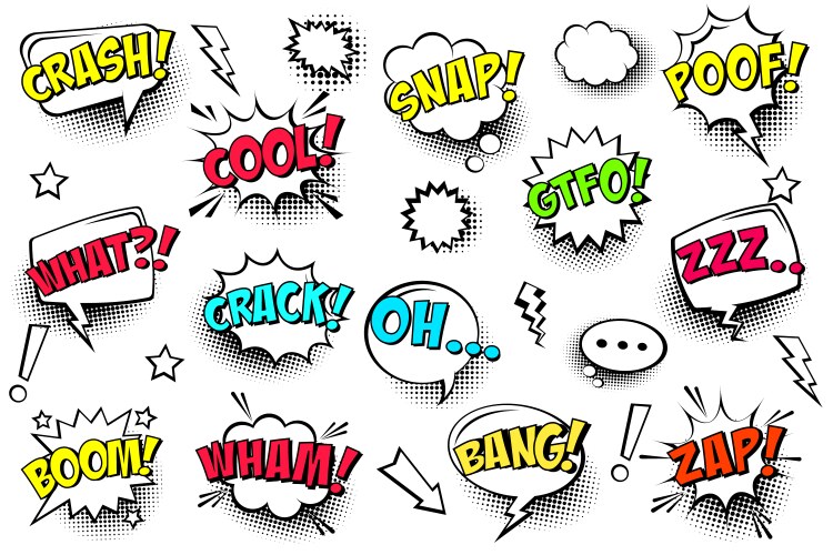 Exclamation texting comic signs on speech bubbles Vector Image