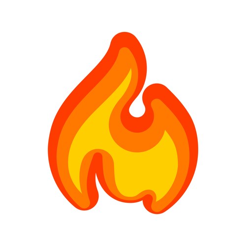 Red fire flat icon isolated on white background Vector Image