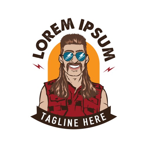 Mullet Man Logo - Retro Style Royalty Free Vector Image