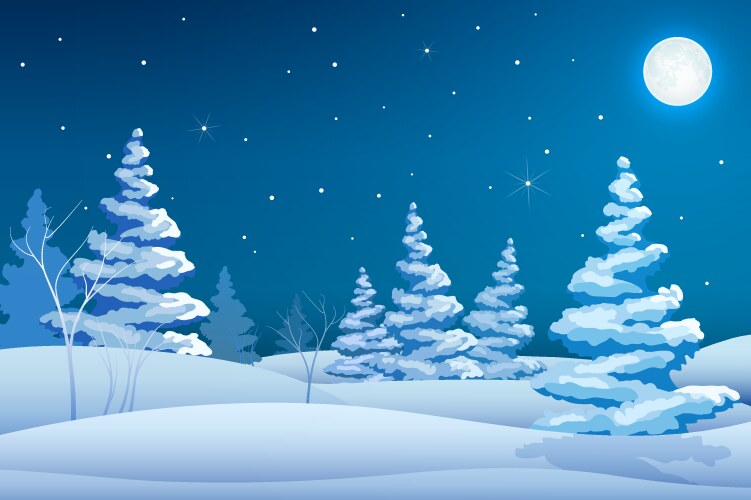 Seamless cartoon winter night landscape Royalty Free Vector