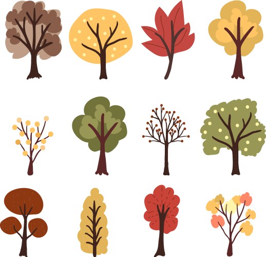 Seamless pattern with colorful autumn forest trees