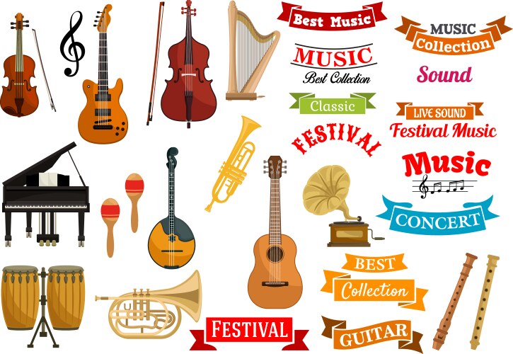 Musical instrument ornament cartoon style Vector Image