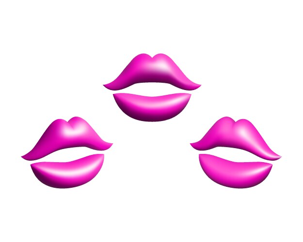 3d red pink purple and yellow abstract lips set Vector Image