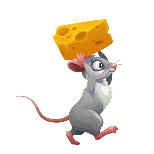 Beautiful mouse with cheese Royalty Free Vector Image