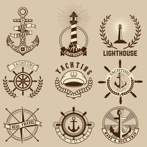 Nautical set Royalty Free Vector Image - VectorStock Nautical set Royalty Free Vector Image - VectorStock