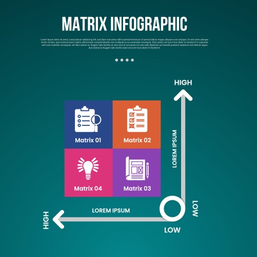 Matrix structure dimensions template infographic Vector Image