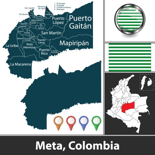 Map region cauca colombia province Royalty Free Vector Image