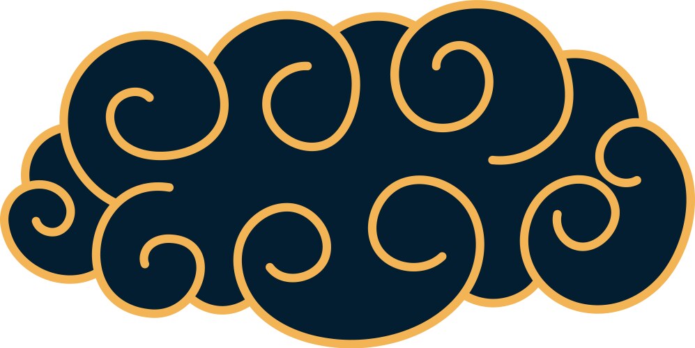 Traditional asian fluffy rounded cloud line art Vector Image