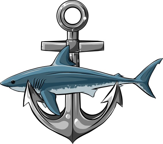 Fish anchor line art quality Royalty Free Vector Image