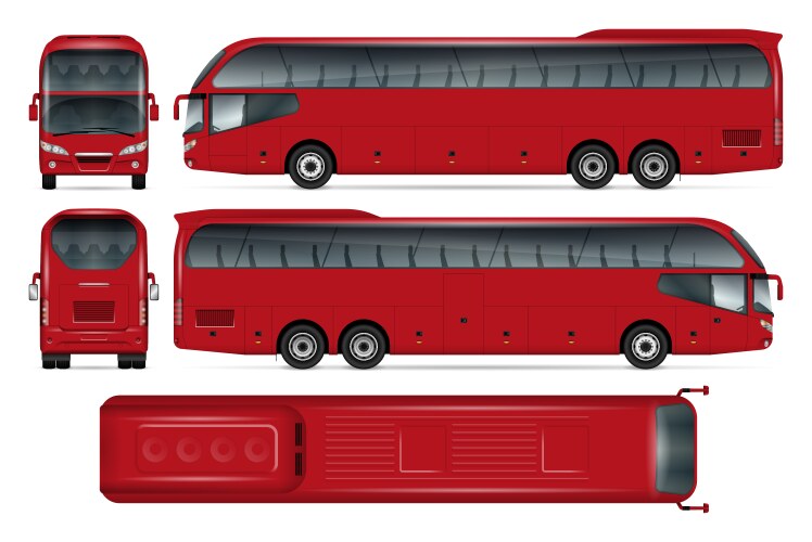 Realistic white bus mock-up Royalty Free Vector Image