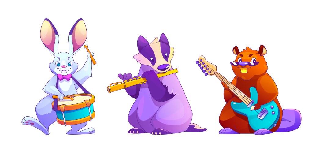 Animal music band performers Royalty Free Vector Image