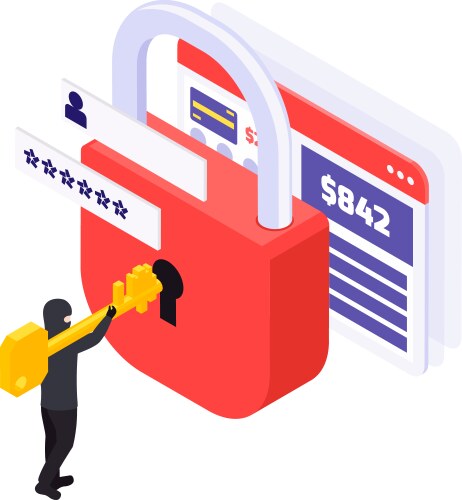 Hacker activity horizontal isometric banners Vector Image