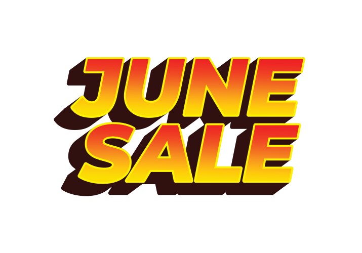 June sale text effect in 3 dimensions style Vector Image