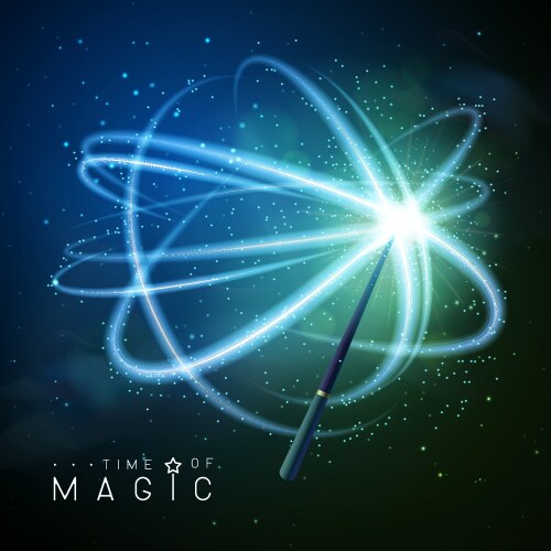 Magic wand with blue glowing shiny trail Vector Image