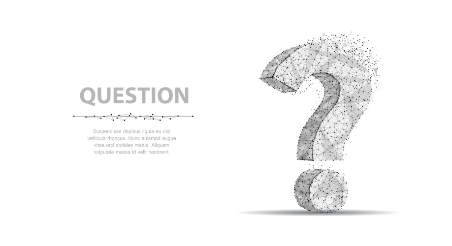 Question mark low poly wireframe mesh looks like Vector Image