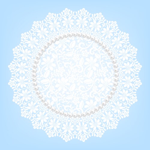 Vintage card with lace and pearls Royalty Free Vector Image