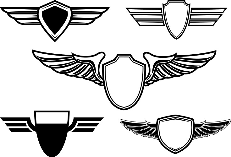 Set of wings on white background design elements Vector Image