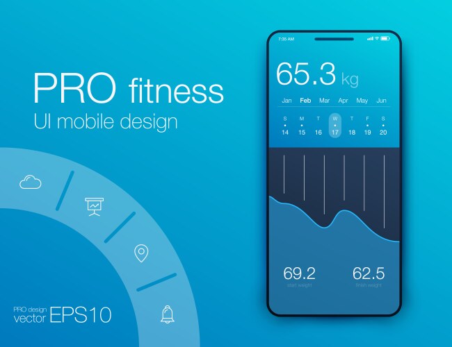 Fitness app ui ux design concept Royalty Free Vector Image