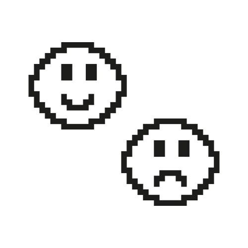 Pixel art happy and sad faces icon pixelated two Vector Image