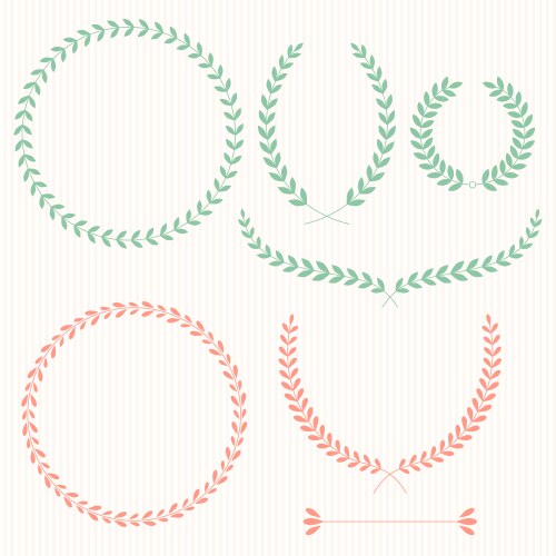 Laurel leaf golden frames isolated wreath Vector Image