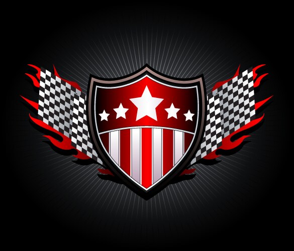 Motorsport racing shield emblem set Royalty Free Vector