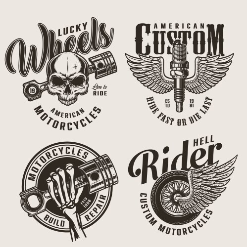 Vintage custom motorcycle logo Royalty Free Vector Image
