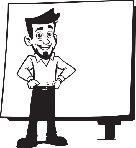 Banner buddy logo of a friendly guy holding Vector Image