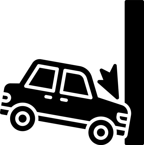 Car crashed into a tree icon accident Royalty Free Vector
