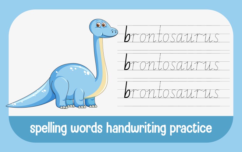 Spelling words dinosaur handwriting practice Vector Image