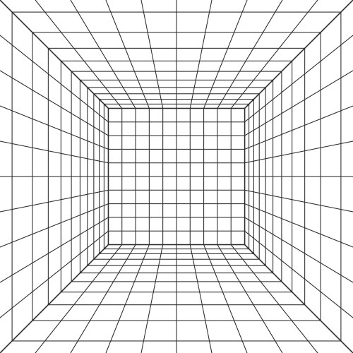 3d room grid with one point perspective Royalty Free Vector
