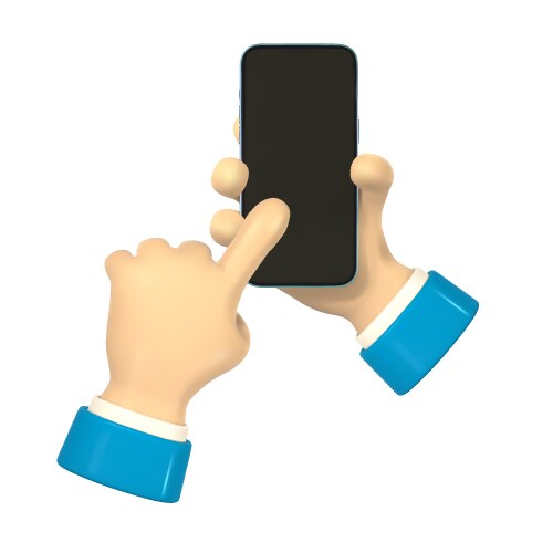Cartoon character hands with smart phone Vector Image