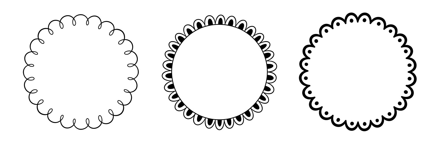 Doodle retangle and oval scalloped frames hand Vector Image