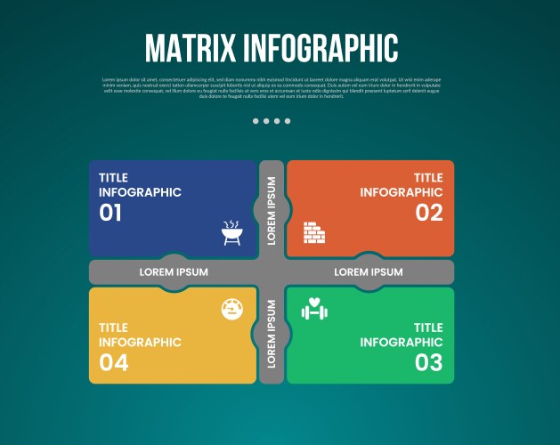 Matrix structure dimensions template infographic Vector Image