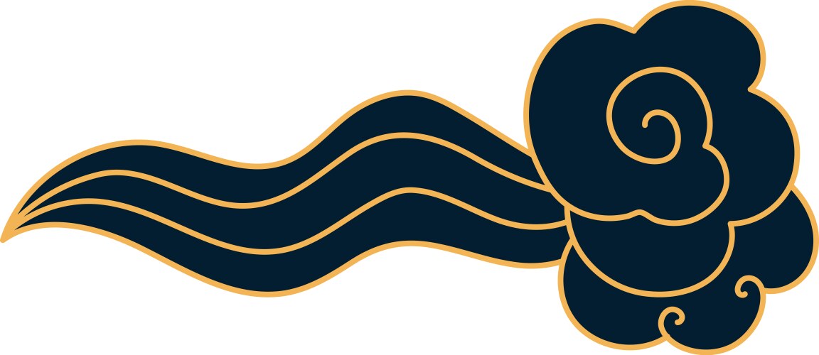 Traditional asian fluffy rounded cloud line art Vector Image