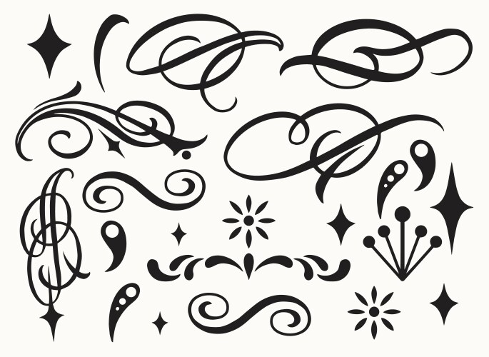 Calligraphy lettering script font s set hand Vector Image