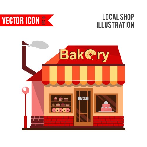Bakery shop front view Royalty Free Vector Image