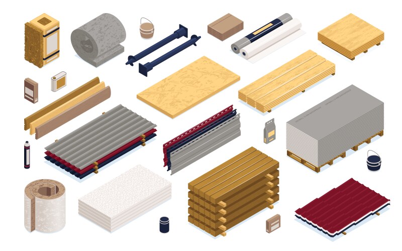 Building and construction materials icon set Vector Image