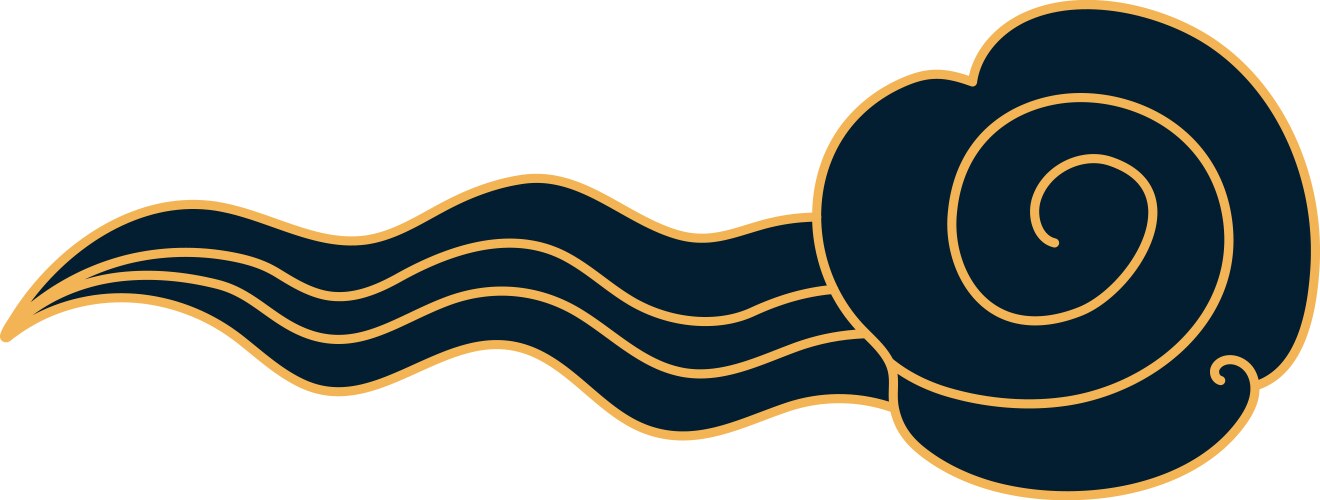 Traditional asian fluffy rounded cloud line art Vector Image