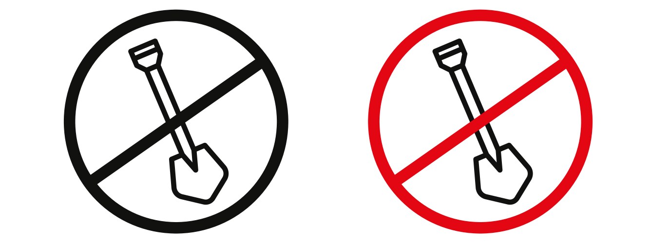 No digging sign for construction safety and site Vector Image