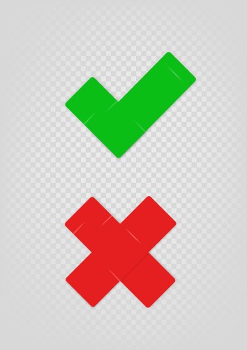 Green tick and red cross checkmarks line icons Vector Image