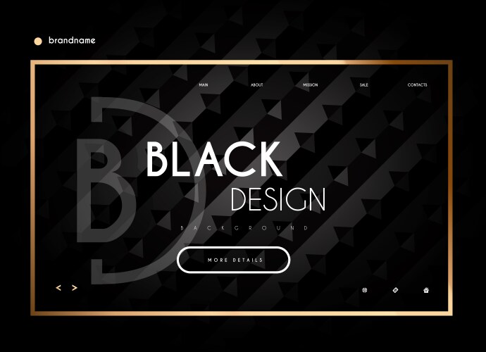 Web page design landing in black and gold Vector Image