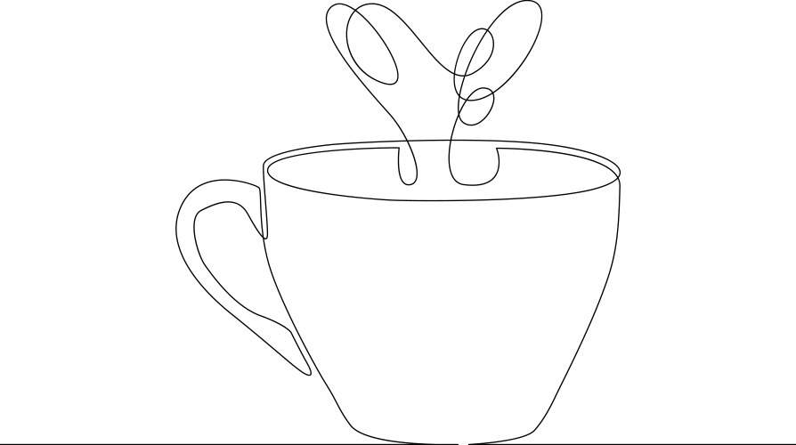 Espresso coffee cup one line continuous drawing Vector Image