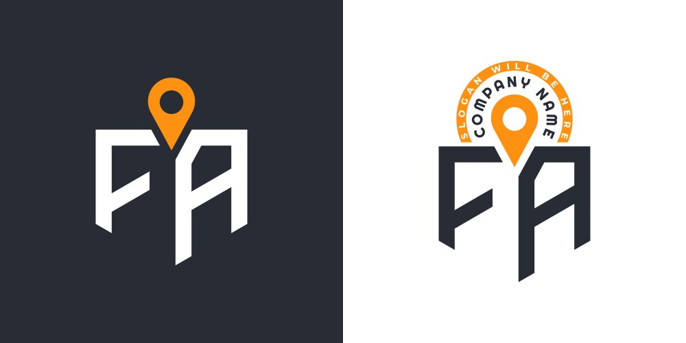 Mn location logo bundle letter dual icons Vector Image